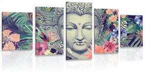 5-dílný obraz Buddha na exotickém pozadí Varianta: 100x50