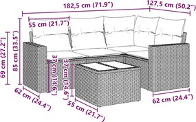 5dílná zahradní sedací souprava s poduškami černá polyratan 3251253