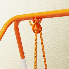 Dětská houpačka Outsunny venkovní zahradní houpačka z oceli s opěrkou zad a bezpečnostním pásem, nosnost 25 kg oranžová