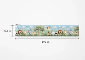 Dětská samolepící bordura na zeď Džungle Safari | 5 m x 13.8 cm | DWBD8009