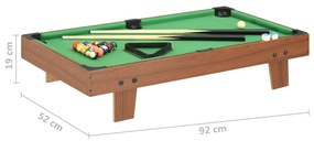 vidaXL Mini kulečníkový stůl 92 x 52 x 19 cm hnědý a zelený