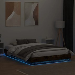 Rám postele s LED osvětlením kouřový dub 120 x 200 cm 3209804