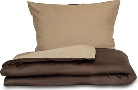 Saténové povlečení LUXURY COLLECTION tmavě hnědé/béžové - 1x 140/220, 1x 70/90cm