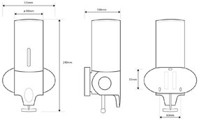 Sapho, Dávkovač mýdla 350 ml, nerez mat, 122x240x110 mm, XP101
