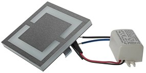Schodišťové LED svítidlo Quadro, 1x LED 0,6w, 6500k, s