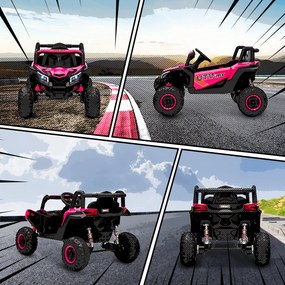 AIYAPLAY 12V elektroauto pro děti, funkce dálkového ovládání, pás, klakson, LED světla, USB port, pro 3-5 let, Růžová