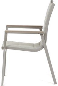 Zahradní židle FIORETTA - béžový textil, béžový hliník, dub