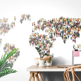 Tapeta mapa světa sestávající z lidí - 150x100 cm