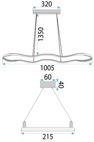 Toolight Toolight, závěsné LED svítidlo 120cm, 24W, 3000K, LHJ026-CP, černá, OSW-60017