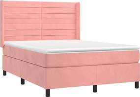 Box spring postel s matrací růžová 140x200 cm samet 3132746