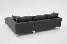 Hanah Home Rohová pohovka BERLIN antracitová se zlatou pravá 258 cm 825BLC2804