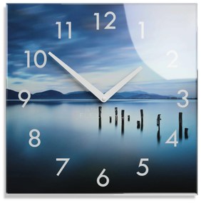 Dekorační skleněné hodiny 30 cm s motivem moře