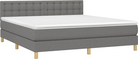 Box spring postel s matrací a LED tmavě šedá 160x200 cm textil 3134046