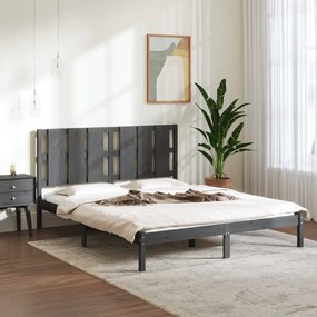 Rám postele šedý masivní dřevo 150 x 200 cm King Size,  3105607 HangarStore.cz