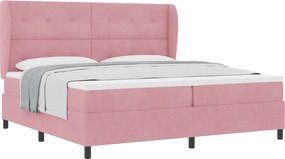 Postel s boxspringem s čelo Růžová 200 x 200 cm samet 3340951