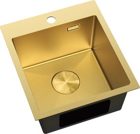 Mexen Solix, 1-komorový nerezový dřez 400 x 450 mm, broušená zlatá, vzor voština, 6401401000-55HC