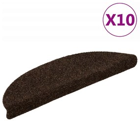 Schodové rohože samolepicí 10 ks 56 x 17 x 3 cm hnědé půlkulaté 149689