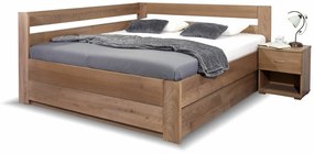 Rohová postel dvoulůžko s úložným prostorem Valentin, masiv buk, pravá, 200x200