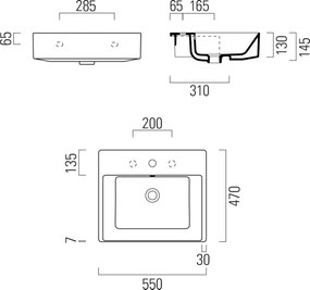 GSI, KUBE X keramické umyvadlo 55x47 cm, polozápustné, bílá ExtraGlaze, 9434111