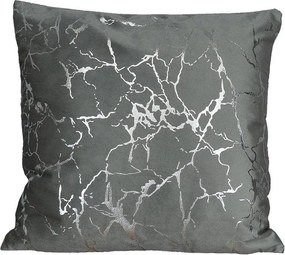 Sametový povlak na polštář Mramorový vzor – šedá 40 × 40 cm