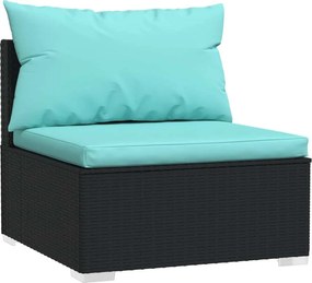 vidaXL 4dílná zahradní sedací souprava s poduškami polyratan [3101673] Barva: Černá a modrá water blue