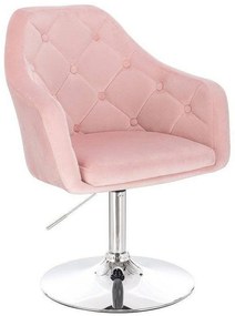 LuxuryForm DESIGN Otočné křeslo ANDORA VELUR na stříbrném talíři - světle růžové