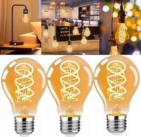 3KS Led žárovka E27 Filament 4W teplá 2200K Edison Retro Ozdobná Žárovka