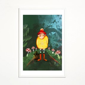 Lucie Gazdošová | Houbař Rám: Bílý, Velikost: 40 x 30 cm