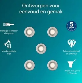 Philips Peridot nikl / Zapuštěné svítidlo kulaté / GU10 / IP20 / 5 ks
