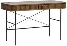 OnaDnes -20% Tmavě hnědý dubový pracovní stůl Unique Furniture Nola 120 x 60 cm