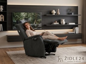 Elektrické polohovací TV křeslo SEN - šedá látka