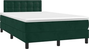 Box spring postel s matrací a LED tmavě zelená 120x190 cm samet 3270180
