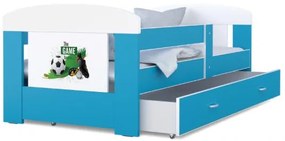 Dětská postel 180 x 80 cm FILIP MODRÁ vzor FOTBAL Rozměry postele: 180x80 cm