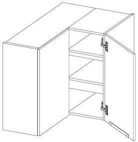 LARA wh | horní skříňka 60x60 GN-72 2F (90°) rohová | 60x60 cm | bílá lesk