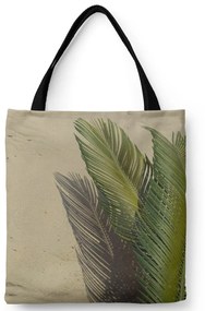 Nákupní taška Stín palem - minimalistická, rostlinná kompozice na pískovém pozadí