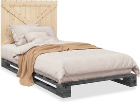 Rám postele s čelem šedý 100 x 200 cm masivní borové dřevo 3281581