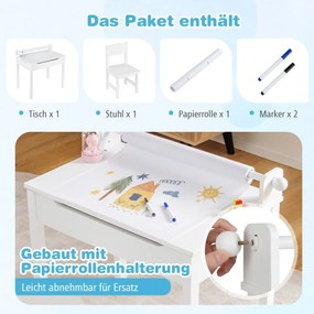 Costway Dětský stůl se senzorickým prostíráním pro děti, bílý