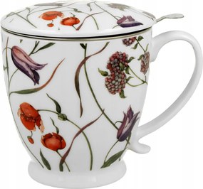 Porcelánový hrnek FLOWER MEADOW 510 ml se sítkem vícebarevný/bílý