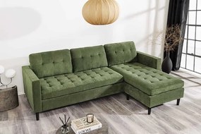 Rohová sedací souprava Stockholm zelená manšestr 220cm