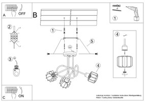 Stropní svítidlo Beluci, 3x černé drátěné stínítko