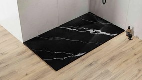 Besco Obdélníková sprchová vanička z SMC kompozitu VEXO MARBLE BLACK R 100x80 (120x80, 120-180x90) Rozměry (cm): 100x80