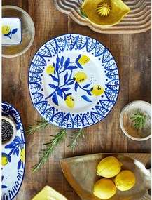 Bílý/modrý servírovací talíř z kameniny ø 27 cm Maxima – Bloomingville