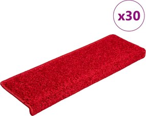Schodové rohože 30 ks 65 x 21 x 4 cm červené s obdélníkovým okrajem 3365832