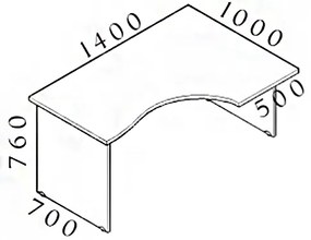 Ergonomický stůl Visio 140 x 100 cm, pravý, bílá