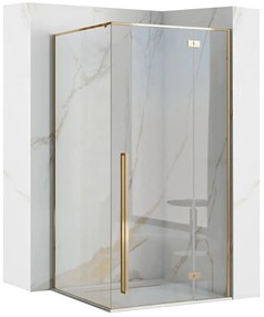 Rea Fargo Gold, sprchový kout s křídlovými dveřmi 120 (dveře) x 90 (stěna) x 195 cm, 6mm čiré sklo, zlatý profil, REA-K6614