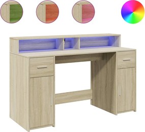Psací stůl s LED dub sonoma 140 x 55 x 91 cm kompozitní dřevo 3309422