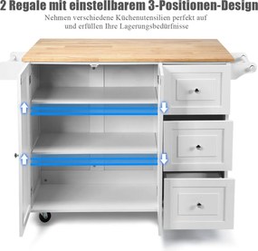 Costway Pojízdný kuchyňský vozík s pracovní deskou kuchyňský ostrůvek s držákem