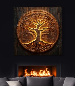 Obraz na plátně - Strom života Zarrios, dřevo styl FeelHappy.cz Velikost obrazu: 100 x 100 cm