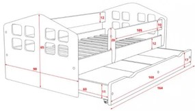 Dětská postel WINDOWS se šuplíkem - bílá 160x80 cm