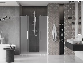Mexen Velar Duo, posuvné sprchové dveře do otvoru 160 cm, 8mm sklo námraza, bílá matná, 871-160-000-32-20
